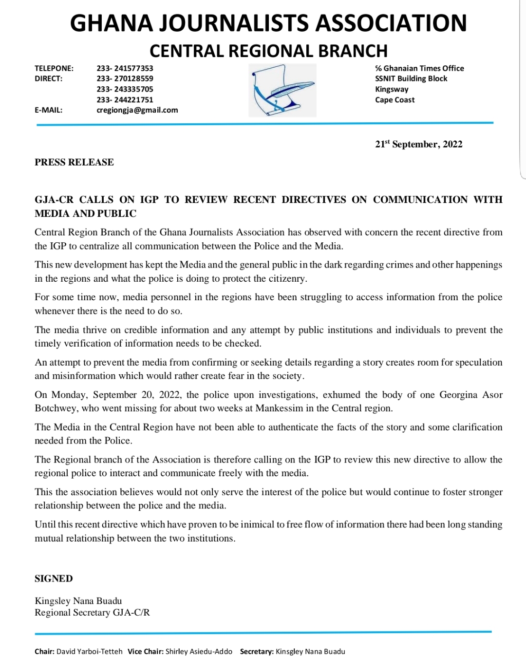 Mankessim murder case: GJA Calls on IGP to review police PR Policy ...